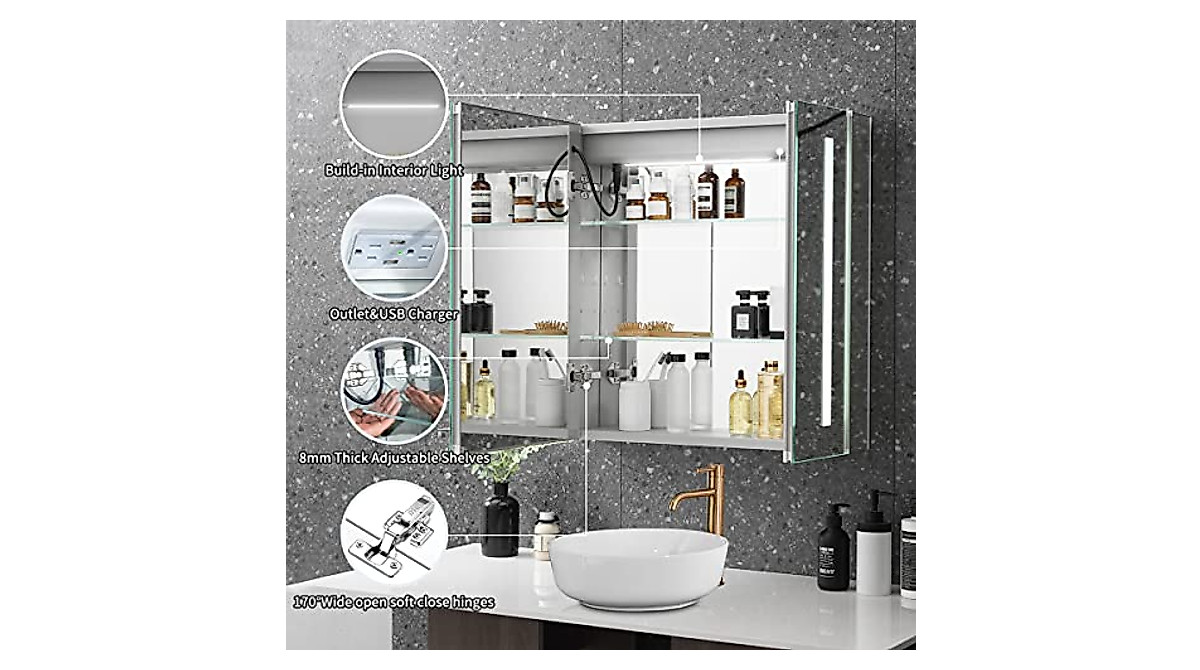 LADEED LED Lighted Medicine Cabinet with Defogger