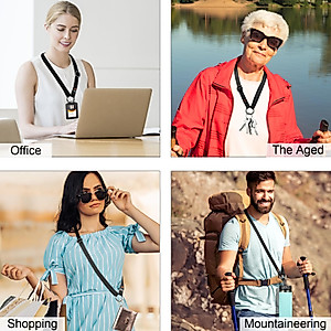 Desing Wish Dual-use Adjustable Lanyard for Original Long Crossbody Lanyard or End-to-end Connection Lanyard, Anti-Lost Cross Body Strap Cotton Neck Strap Holder for Keys Wallet Camera (Black)