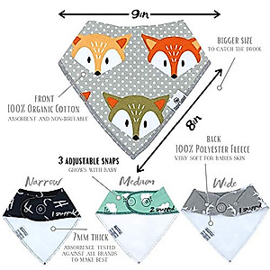 Diaper Squad 100% Organic Cotton Woodland 10-Pack Baby Drool Bandana Bibs for Boys and Girls