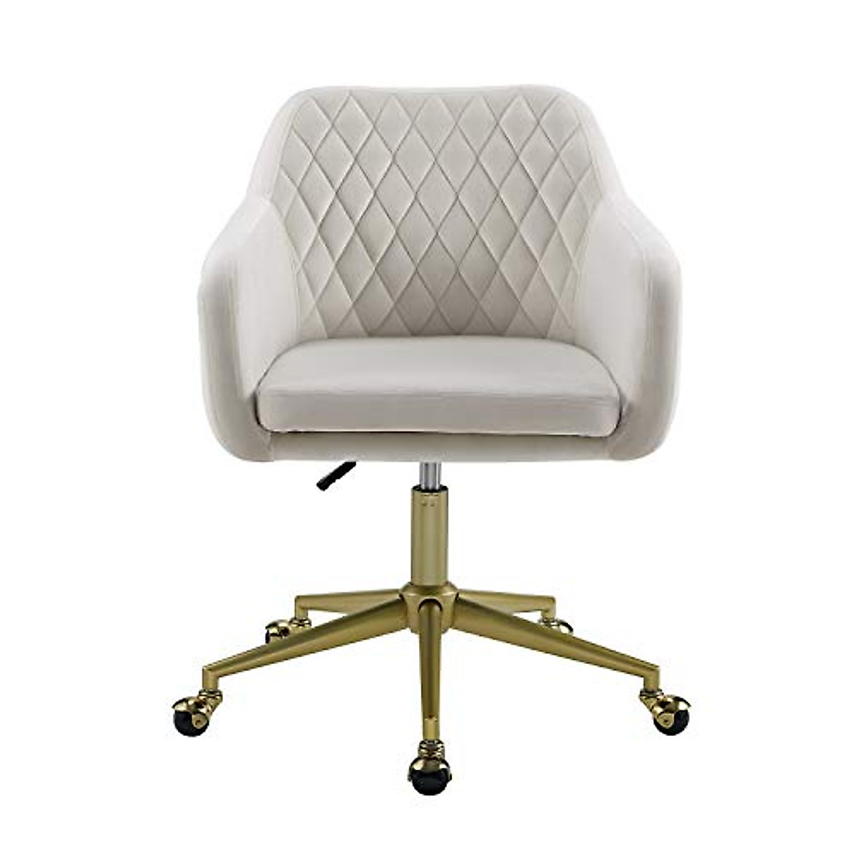 Linon White Quilted Brooklyn Office Chair, Metal