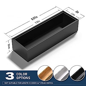 VeyFey Bamboo Drawer Organizer Kitchen Organization Set of 2 Silverware Storage Utensil Stackable Wooden Tray Small Wood Box 9" x 3" x 2"(Black)