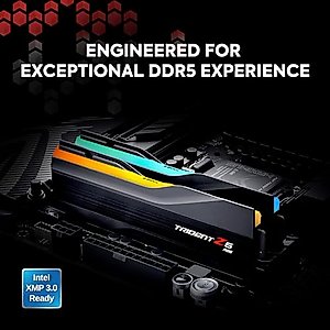 G.SKILL Trident Z5 RGB Series (Intel XMP 3.0) DDR5 RAM 64GB (2x32GB) 6400MT/s CL32-39-39-102 1.40V Desktop Computer Memory UDIMM - Matte Black (F5-6400J3239G32GX2-TZ5RK)