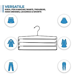 USTECH 4 Tier Swing Arm Pants Hanger | Space Saving Clothing Hangers with Foam Padding and Removable Arms | Alloy Steel Construction for Durability | Hook with Capped Ends for Added Safety | Pack of 2