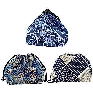 UPKOCH 3pcs Lunch Tote Bag Japanese Drawstring Bento Pouch Portable Bento Storage Bag Lunch Handy Bags for Outdoor Office School
