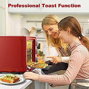 Galanz GRH1209RDRM151 Large 6-Slice Retro Toaster Oven with True Convection 8-in-1 Combo, Toast, Roast, Broil, 12” Pizza, Dehydrator with Keep Warm Setting, 0.9 Cu.Ft, Red