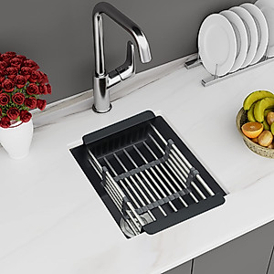 MILOSEN Black Bar Sink 13×15 Inch, Small Bar Prep Kitchen Sink, Undermount Bar Sink, Granite Composite Single Bowl Bar Sink, RV Kitchen Sink, Small Camper Sink