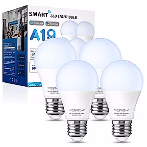 LOHAS Smart Light Bulb Work with Alexa, Google Home & Siri, A19 WiFi LED Bulb Daylight 5000K, 9W 60W Equivalent, Dimmable, 850LM