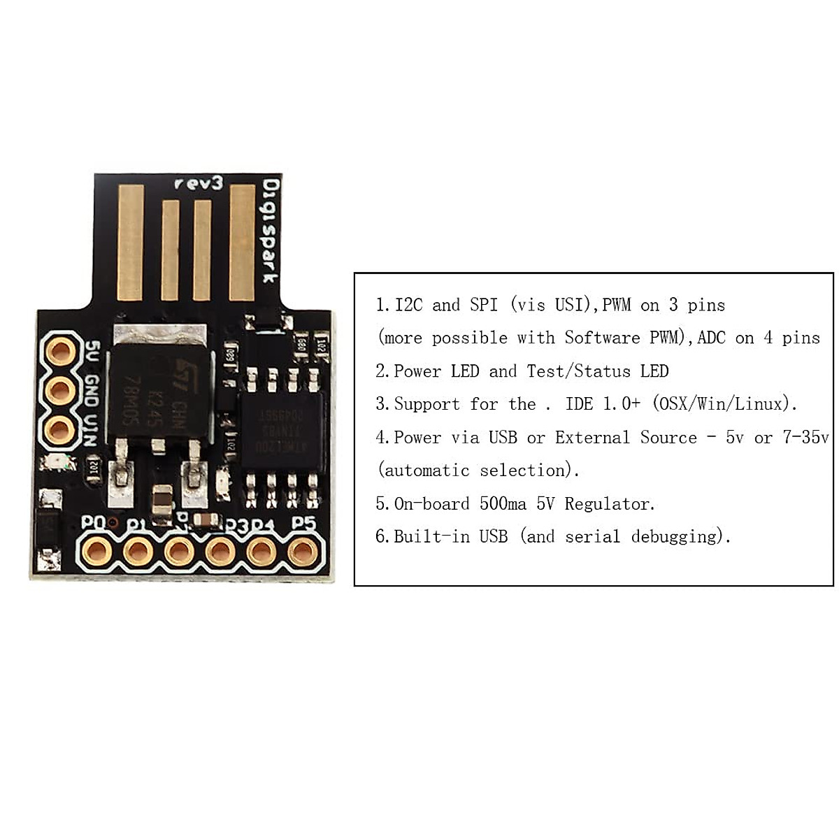 2pcs Digispark Kickstarter Attiny85 General Micro USB Development Board with Pin Header