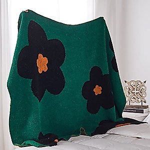Soft Fluffy Plush Flower Blanket Fuzzy Green Throw Blanket for Bed Sofa Couch, Bedroom Decor Gift Blanket for Kids Teens Boys Girls Women - 71"x51", Green