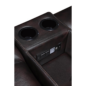 Coaster Home Furnishings Willemse Motion Sofa with Drop-Down Table Dark Brown