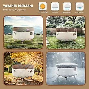 Zadst Cycle 62" Dia Table Cover Waterproof, Patio Furniture Round Table Covers, 600D Heavy Duty Round Table Cover for Anti-UV, Rip Resistant, Water Resistant, Small, Brown