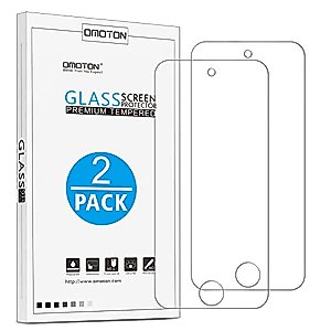 OMOTON Tempered Glass Screen Protector for New iPod Touch 7th Generation 6th Gen 5th Gen (2015/2019 Released), 2 Pack