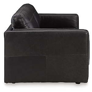 Signature Design by Ashley Amiata Modern Leather Match Sofa with Non-skid Legs, Black