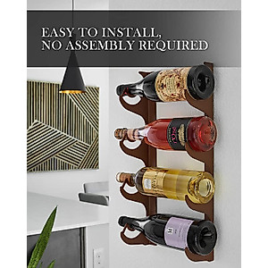 di prima usa Wine Rack Wall Mounted for Wine Bottles - Luxury Metal Wine Rack Mount - Long-Lasting Hanging Wine Rack for Wall Mount, Cellar, Kitchen, Living Room - Single Depth Row – 4 Bottles