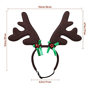 POPETPOP Christmas Pet Headband, Dog Christmas Elk Reindeer Antlers Headbands Set Pet Christmas Costume Accessories Headwear