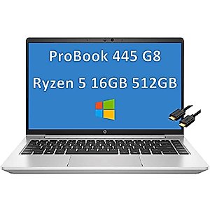 HP Latest ProBook 445 G8 14" FHD 1080p IPS Business Laptop (AMD Hexa-Core Ryzen 5-5600U (Beats i7-10750H), 16GB RAM, 512GB PCIe SSD) Backlit, Type-C, Webcam, HDMI Cable, Windows 10 Pro