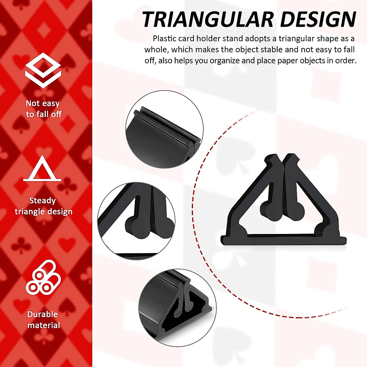 Maitys 30 Pieces Game Card Stands Plastic Card Stands DIY Board Games Stand for Game Party Favor (Black)