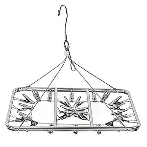 Milltrip Multifunction Aluminum Alloy Laundry Drying Rack with 26 Clips for Socks Underwear Scarf Gloves Baby Clothes