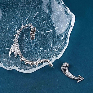 Yheakne Punk Dragon Cuff Wrap Earrings Silver Dragon Ear Climber Earrings Animal Cartilage Ear Crawler Earrings Gothic Clip on Wrap Earrings Jewelry for Women and Girls (Silver)