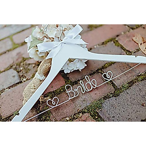 Bridal Hanger with Hearts, Wedding Hanger, White