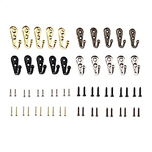 ANYUFEI 5Pcs Wall Hanger Curved Buckle Horn Lock Clasp Hook Zinc Alloy Door Wall Hooks Hanger Black/Gold/Silver/Bronze w/Screws (Size : A)