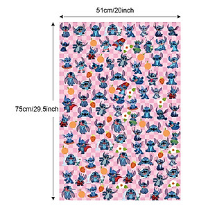 EYQQM Pack of 5 Stitch Gift Wrapping Paper 51x75cm Kraft Paper Gift Wrap Pack for Kids Birthday, Party Storage Festive Decoration (Pink)