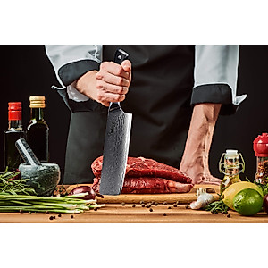 Oxford CHEF Nakiri Chef Knife 6.5 Inch - Damascus Japanese VG10 Super Steel 67 Layer High Carbon Stainless Steel