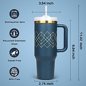 QXV 30 oz Tumbler with Handle and Straw Lid Insulated Reusable Stainless Steel Water Bottle Travel Mug Iced Coffee Cup Travel Mug for Hot and Cold Beverages, BPA-Free, 100% Leakproof Bottle
