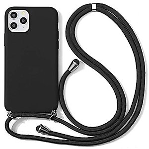 Eouine Crossbody Case for iPhone XR [6.1"], iPhone XR Case with Neck Cord Lanyard Strap - Anti-Scratch Black Silicone TPU Adjustable Necklace Strap - Phone Tether Cover, Black