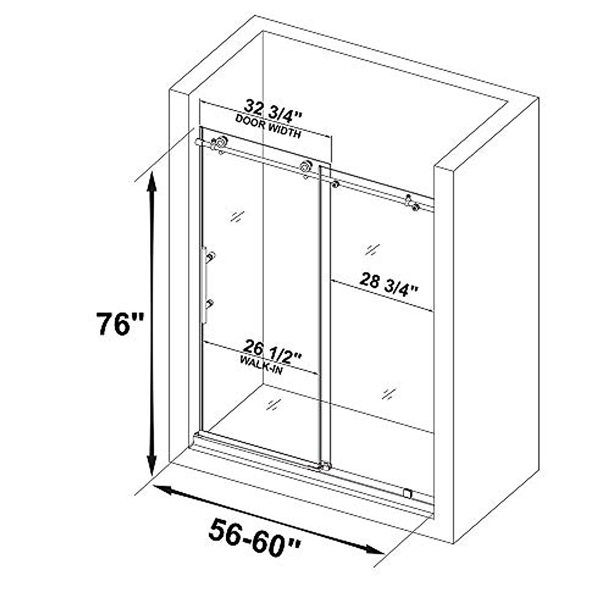 WOODBRIDGE MBSDC6076 Shower Door, 60"x76", Brushed Nickel