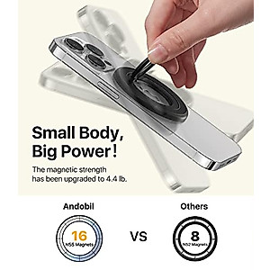 andobil Magnetic Phone Grip for Magsafe [Drop Protection] Strong Magnetic Finger Phone Ring Holder Compatible with Magsafe Accessories, iPhone 14 Plus 13 12, Pro, Pro Max, All Cell Phones, Black