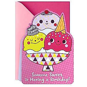Hallmark Birthday Card for Kids (Ice Cream and Stars Stickers)