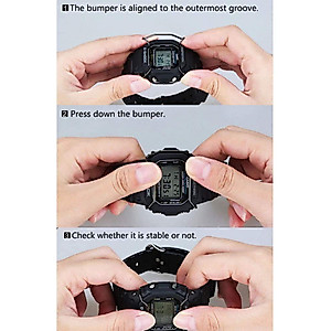 Stainless Steel Watch Protective Bumper Compatible with DW-5700, Wire Watch Guard Protector for Casio DW5700 (Black)