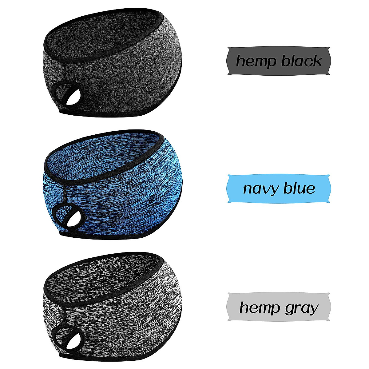 3 Pieces Women Ponytail Headband Winter Ear Warmer Running Headbands Yoga Hair Band Sports Earmuff for Women Girls Outdoor Skiing (Hemp Black, Navy, Hemp Gray)