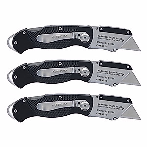 Husky Folding Sure-Grip Lock Back Utility Knives Multi Pack (3 Piece Set: 3 x Husky Knives w/ Blades) (Colors Vary)