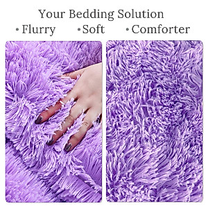 Sleepwish Purple Plush Duvet Cover Set – Violet Faux Fur Bedding, Twin, Full, Queen, and King Size – Bedding Set with Blanket Cover and Two Pillow Shams – Ultra Soft and Comfortable – Cute Room Decor