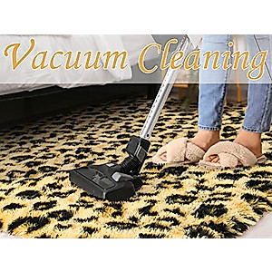 HOMORE Premium Leopard Fluffy Rugs, Leopard Print Rug for Living Room Bedroom,Soft Cheetah Print Rug for Kids Children Room, Faux Animal Printed Carpet for Western Decor,3x5 Feet Black and Khaki