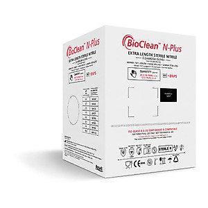 Ansell BNPS85 BioClean N-Plus Sterile Nitrile Glove, 16" Length, Hand Specific, White, Size 8.5 (Pack of 200)