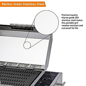 Kenyon Frontier Portable Electric Grill, Single Burner With IntelliKEN Touch Control, Stainless Steel Body, Rust-Proof Grill, UL-Approved For Indoor And Outdoor Use, Dishwasher Safe Grates, 120V