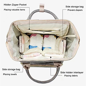 Meinkora Baby Diaper Bag Backpack, Multifunction Baby Diaper Bags, Dad Mom Travel Backpack Diaper Bag for Baby Boys Girls (Grey)