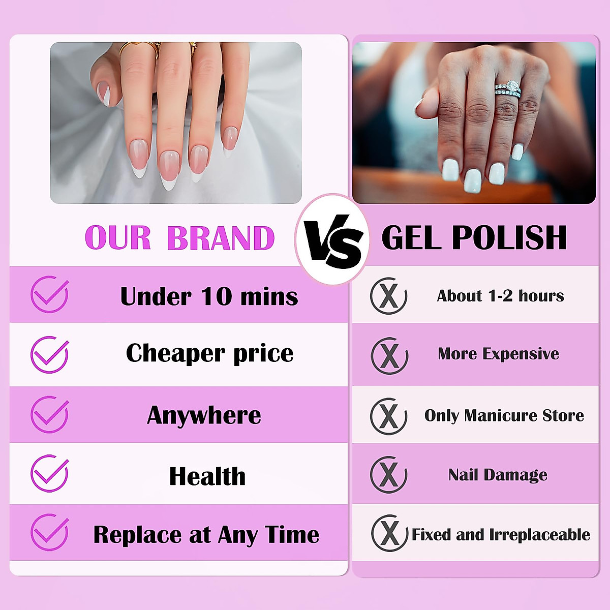 White French Press On Nails Almond Short - Jofay Fahion French Tip Press On Nails Almond, White Fake Nails with Nail Glue, Glue On Nails in 12Sizes - 24PCS Acrylic Stick On Nails, White French