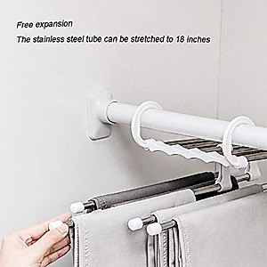 HEEYO Space-Saving Five-in-one Pants Rack Non-Slip Pants Storage Bag for Pants, Jeans, Scarves, Clothing (White)