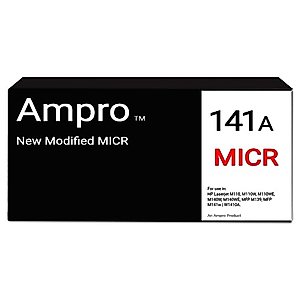 Ampro New OEM Modified 141A MICR Toner Cartridge for Check Printing Works with HP Laserjet M110, M110W, M110WE, M140W, M140WE, MFP M139, MFP M141w | W1410A. HP 141a Toner Cartridge Prints 950 Pages