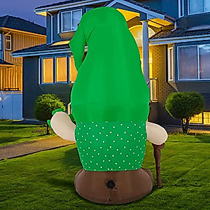 Inflatable St Patricks Decorations 7FT Blow Up Leprechaun with Walking Stick Inflatable Green Hat Elf Holding Shamrocks for Irish Day Yard Decoration Lucky Holiday Outdoor Clearance…
