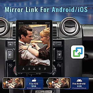Single Din Car Stereo with Apple Carplay Android Auto,9.5 Inch Capacitive Rotatable Touch Screen Car Radio with Mirror Link,Bluetooth,FM Radio,Car Multimedia Player Support AUX/USB/TF+Backup Camera
