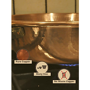 CREARTISTIC 100% Made in Italy - Copper Jam Pan – 10,2 x 3 inch – 2.6 Quart – Copper pan to make homemade jam – Pan with 2 handles – Handmade – Pure Copper – Hand hammered