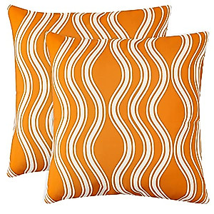 Outdoor Waterproof Throw Pillow Covers, Outdoor Patio Pillows Waterproof, Geometric Pillowcases, Waterproof Cushion Cover, Outdoor Pillow for Patio Furniture Outdoor Sun Umbrella Garden Sofa (Orange)