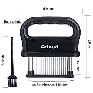 Meat Tenderizer, 48 Stainless Steel Ultra Sharp Needle Blade Tenderizer for Tenderizing Steak, Beef with Cleaning Brush,Durable Baking Kitchen Accessories by Ccfoud