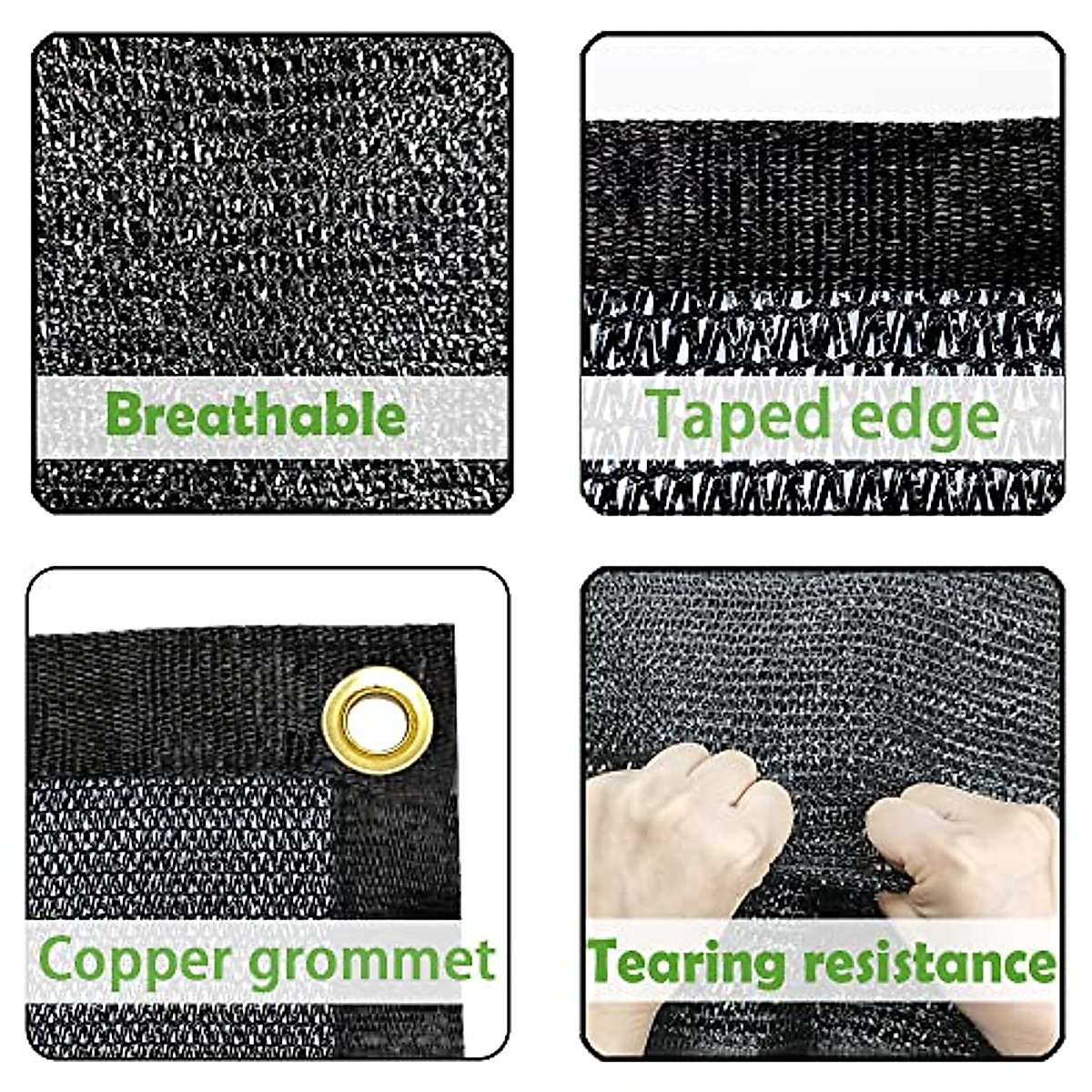 Vocray 70% 10ftx20ft Black Sunblock Shade Cloth Taped Edge with Grommets UV Resistant Net, Garden Sun Shade Mesh Trap for Plant Cover, Greenhouse, Patio Lawn