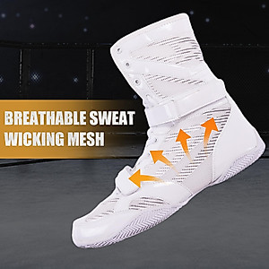 kcross Boxing Shoes for Men and Women, Anti-Slip Wrestling Shoes Men Youth Wrestling Shoes Training. Boxing Boots for Kids, Boys White